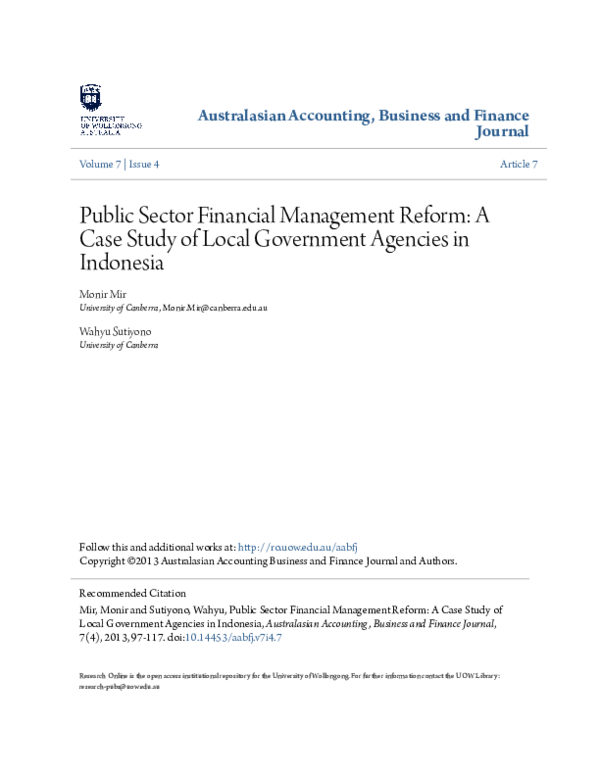 (PDF) Public Sector Financial Management Reform: A Case Study of Local ...