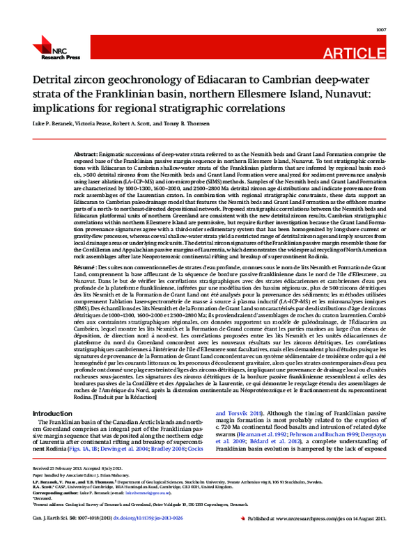 (PDF) Detrital zircon geochronology of Ediacaran to Cambrian deep-water ...