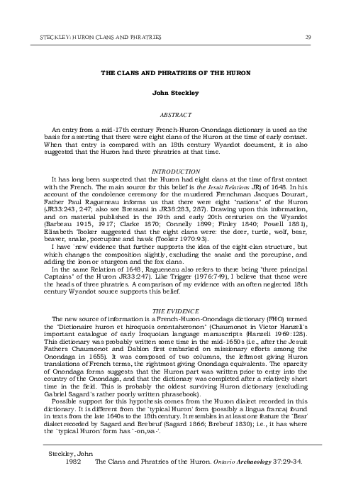 (PDF) The Clans and Phratries of the Huron