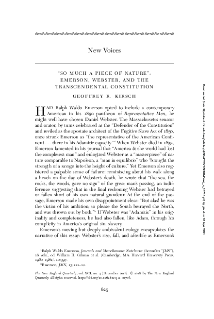 (PDF) “So Much a Piece of Nature”: Emerson, Webster, and the ...