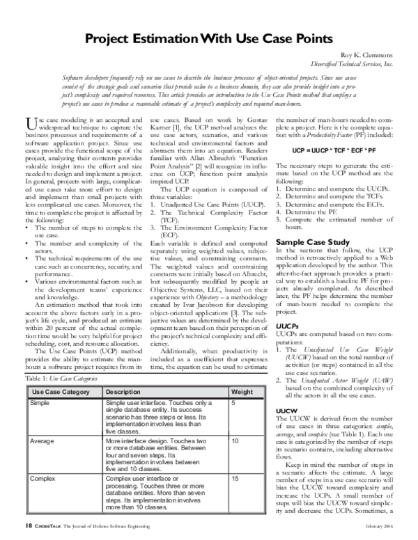 (PDF) Project estimation with use case points