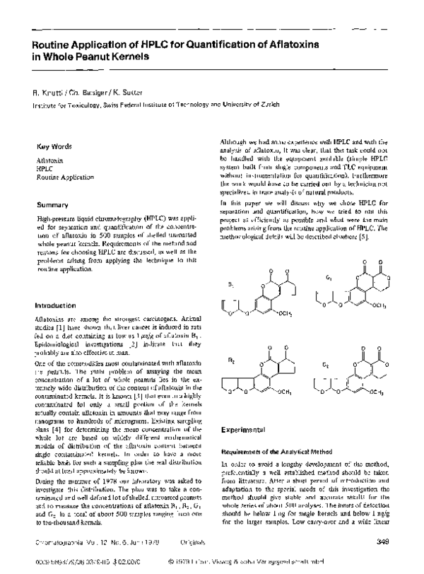 (PDF) Routine application of HPLC for quantification of aflatoxins in ...