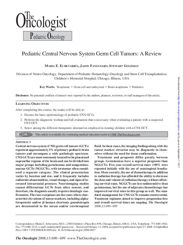 (PDF) Pediatric CNS Germ Cell Tumors Overview