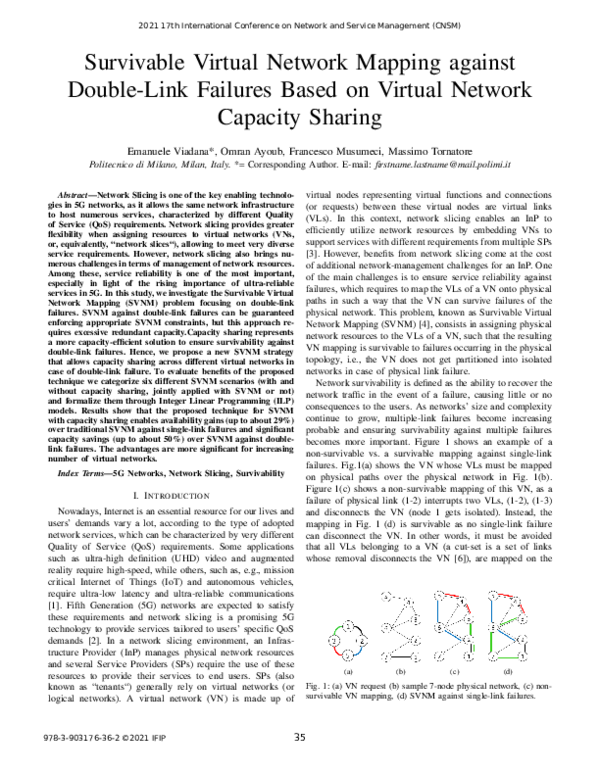 (PDF) Survivable Virtual Network Mapping against Double-Link Failures Based on Virtual Network ...