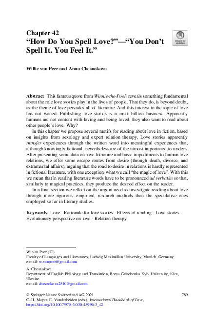 (PDF) "How do you Spell Love?" – "You don't Spell it. You Feel it"