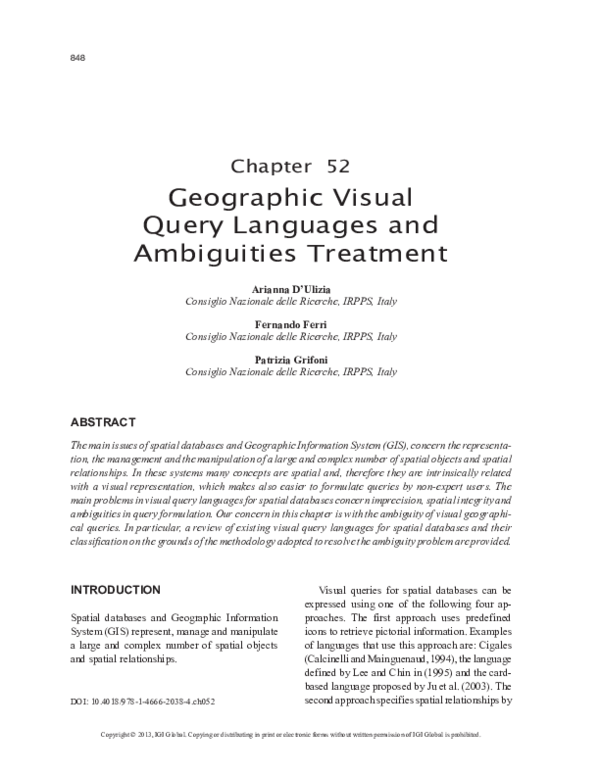 (PDF) Geographic Visual Query Languages and Ambiguities Treatment