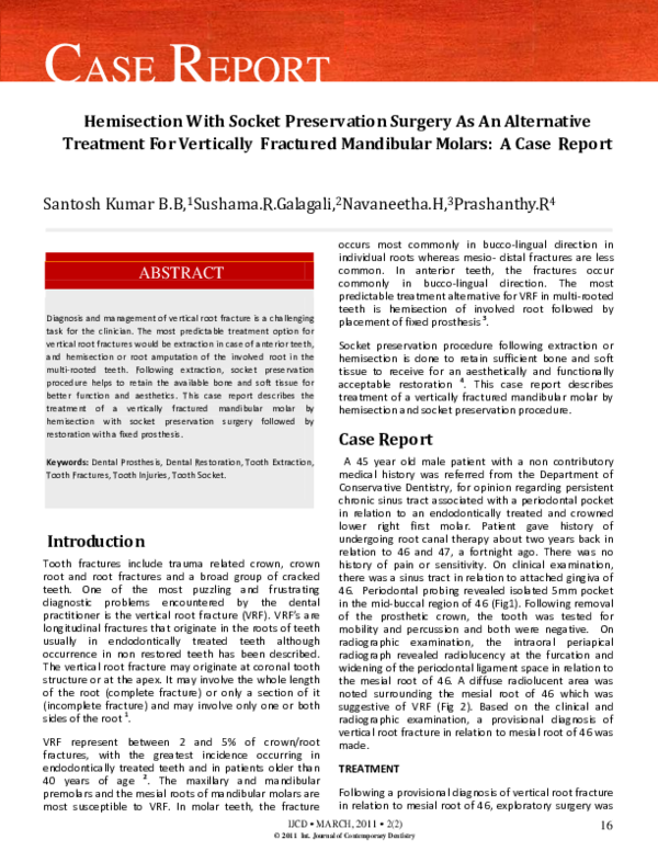 (PDF) Hemisection With Socket Preservation Surgery As An Alternative ...