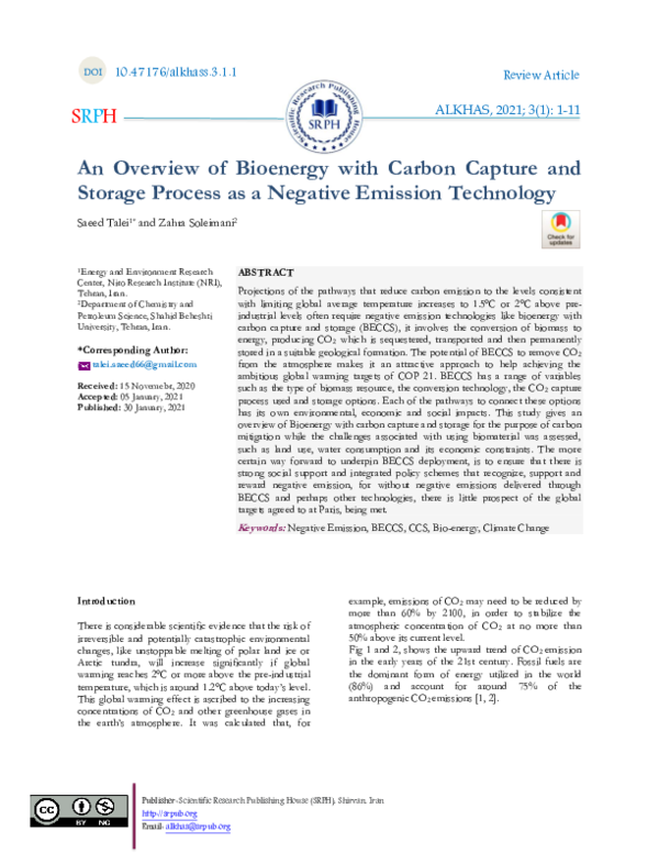 (PDF) An Overview of Bioenergy with Carbon Capture and Storage Process ...
