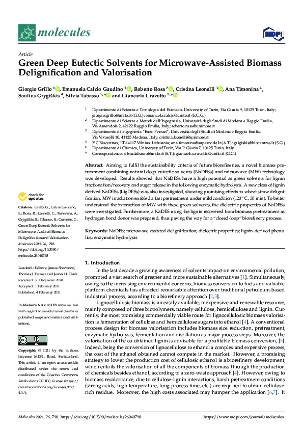 (PDF) Green Deep Eutectic Solvents for Microwave-Assisted Biomass Delignification and ...