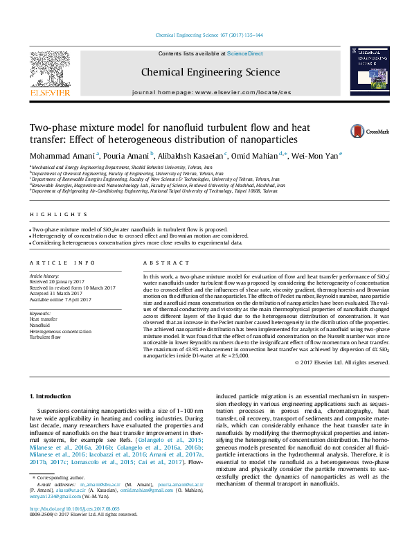 (PDF) Two-Phase Mixture Model for Nanofluid Turbulent Flow and Heat Transfer: Effect of ...