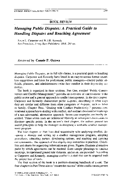 (PDF) Managing public disputes: A practical guide to handling disputes ...