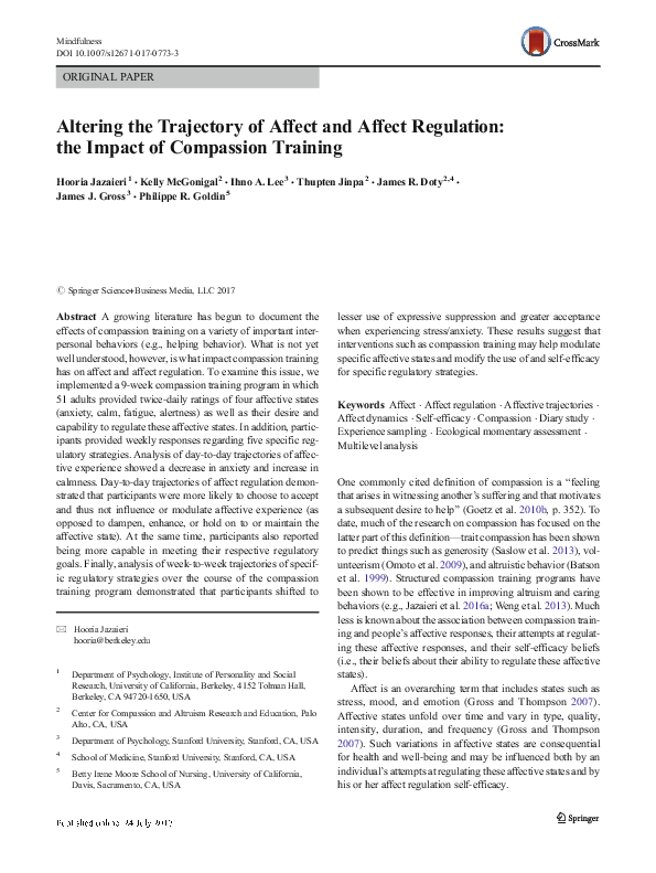 (PDF) Altering the Trajectory of Affect and Affect Regulation: the ...