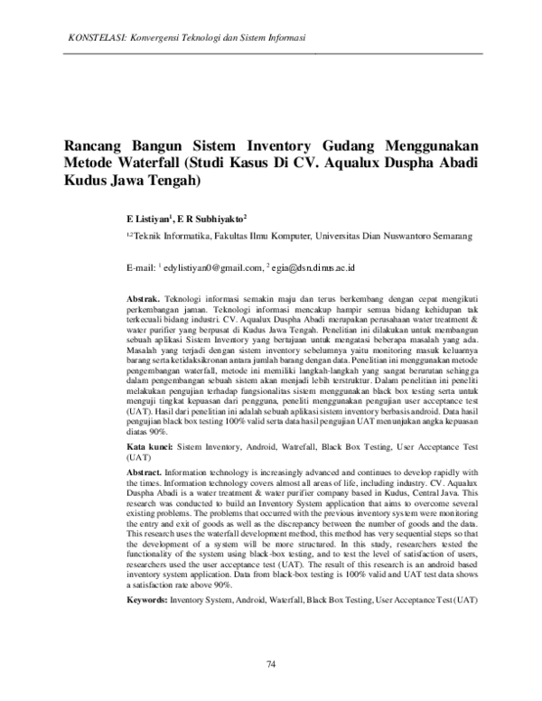(PDF) Rancang Bangun Sistem Inventory Gudang Menggunakan Metode Waterfall Studi Kasus Di Cv ...