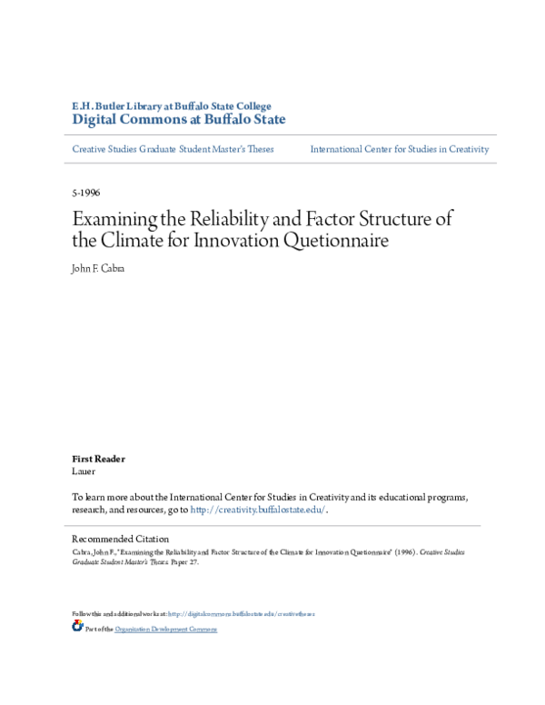 (PDF) Examining the reliability and factor structure of the Climate for ...