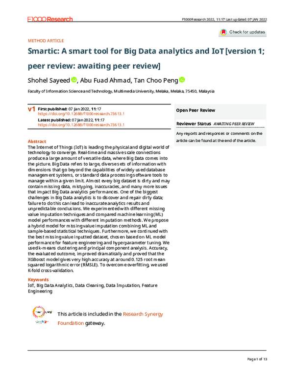 (PDF) Smartic: A smart tool for Big Data analytics and IoT
