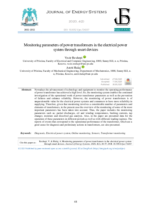 (PDF) Monitoring parameters of power transformers in the electrical ...