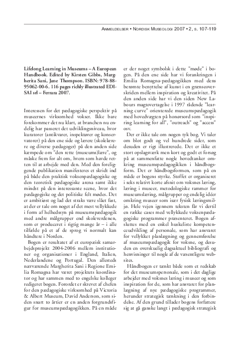 (PDF) Lifelong Learning in Museums – A European Handbook. Edited by ...