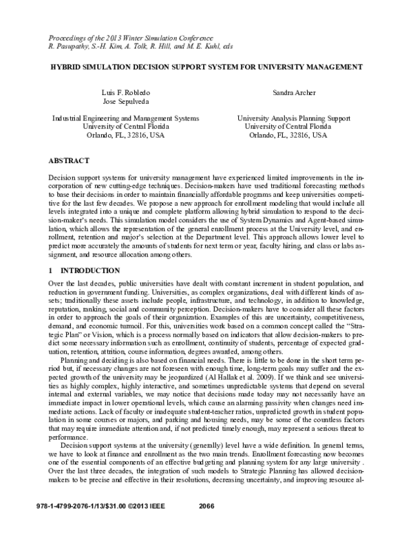 (PDF) Hybrid simulation decision support system for university management | José Sepúlveda ...