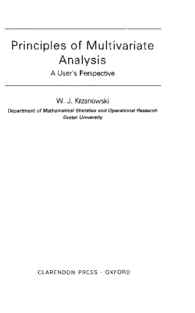(PDF) Principles of Multivariate Analysis