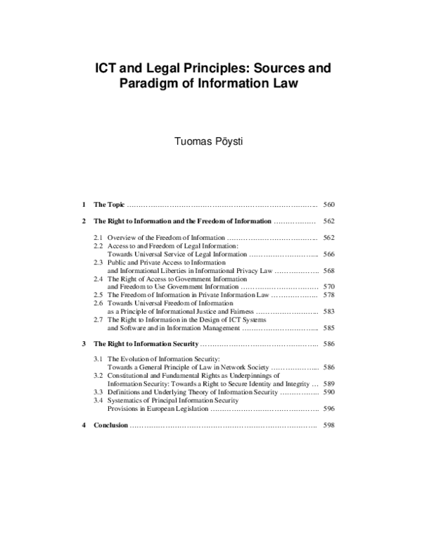 (PDF) ICT and Legal Principles: Sources and Paradigm of Information Law