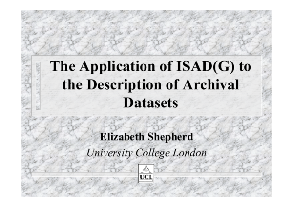 (PDF) The Application of ISAD(G) to the Description of Archival Datasets