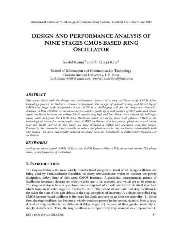 (PDF) Design and Performance Analysis of Nine Stages CMOS Based Ring Oscillator