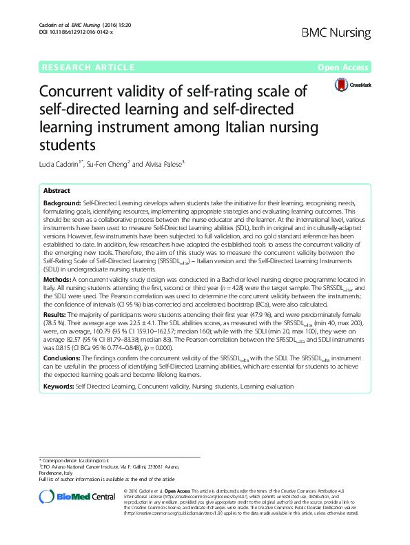 (PDF) Concurrent validity of self-rating scale of self-directed learning and self-directed ...