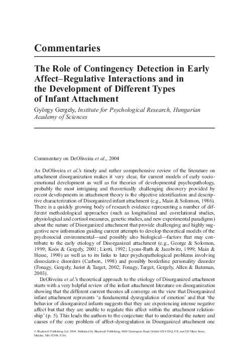 (PDF) The Role of Contingency Detection in Early Affect-Regulative ...