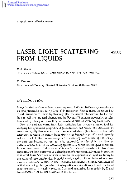 (PDF) Laser Light Scattering from Liquids