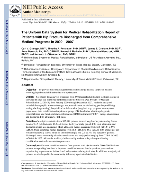 (PDF) The Uniform Data System for Medical Rehabilitation