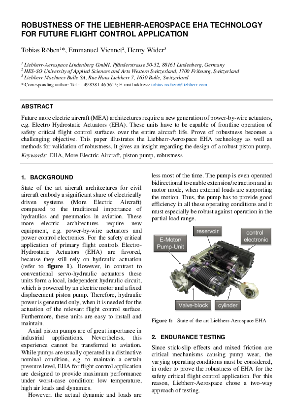 (PDF) Robustness of the Liebherr-Aerospace EHA Technology for future ...