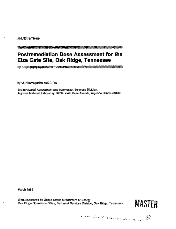 (PDF) Postremediation dose assessment for the Elza Gate site, Oak Ridge ...