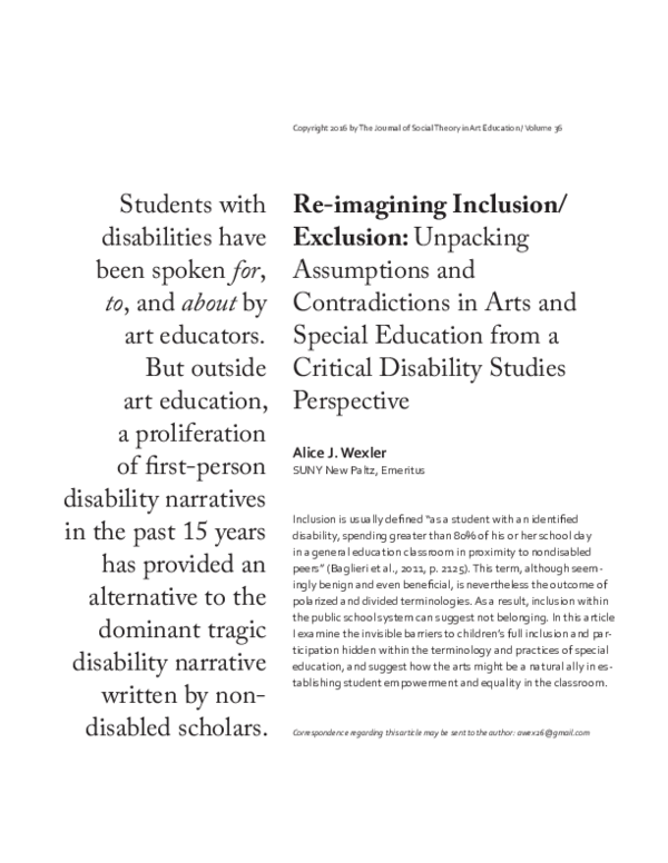 (PDF) Re-Imagining Inclusion/Exclusion: Unpacking Assumptions and ...