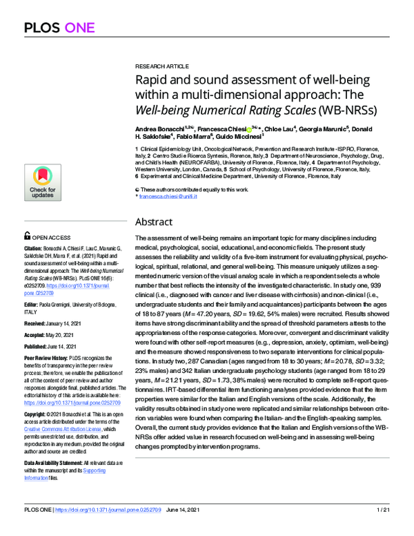 (PDF) Rapid and sound assessment of well-being within a multi ...