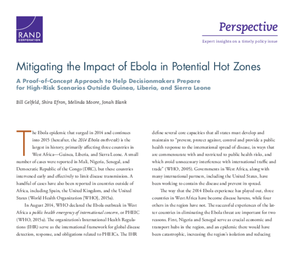 (PDF) Mitigating the Impact of Ebola in Potential Hot Zones