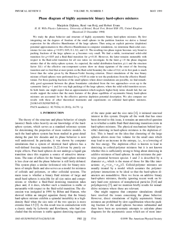 (PDF) Phase diagram of highly asymmetric binary hard-sphere mixtures