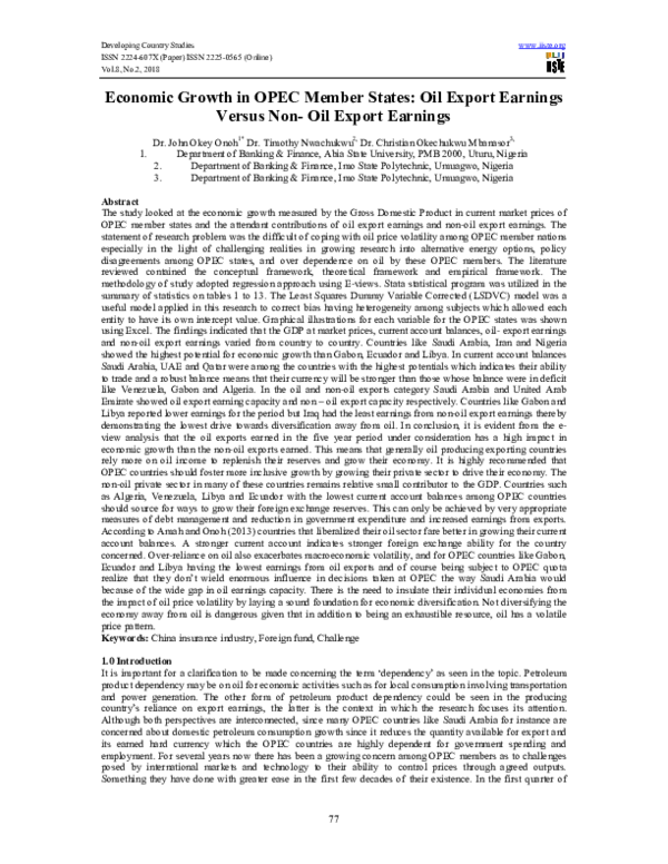 (PDF) Economic Growth in OPEC Member States: Oil Export Earnings Versus ...