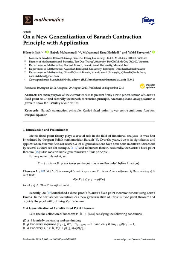(PDF) On a New Generalization of Banach Contraction Principle with Application