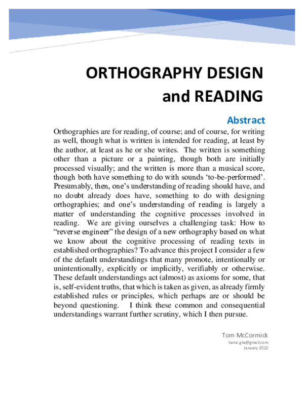 (PDF) ORTHOGRAPHY DESIGN and READING
