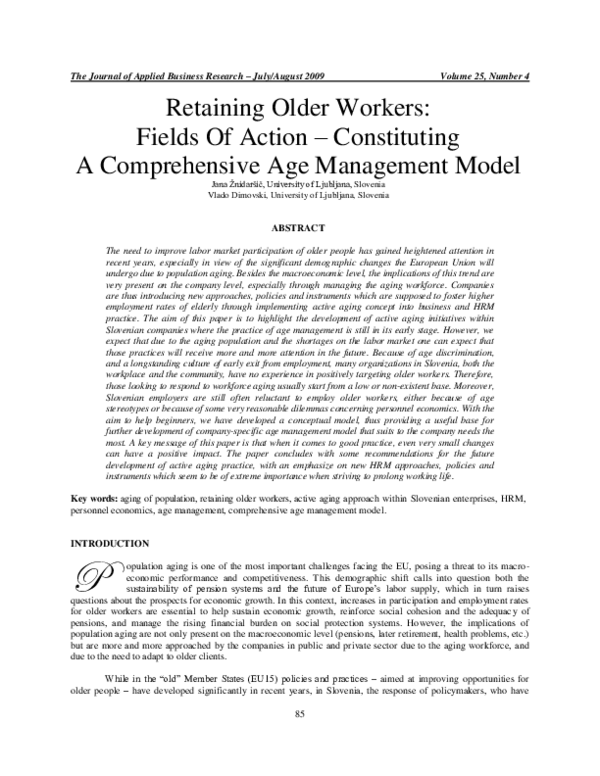 (PDF) Retaining Older Workers: Fields Of Action – Constituting A ...