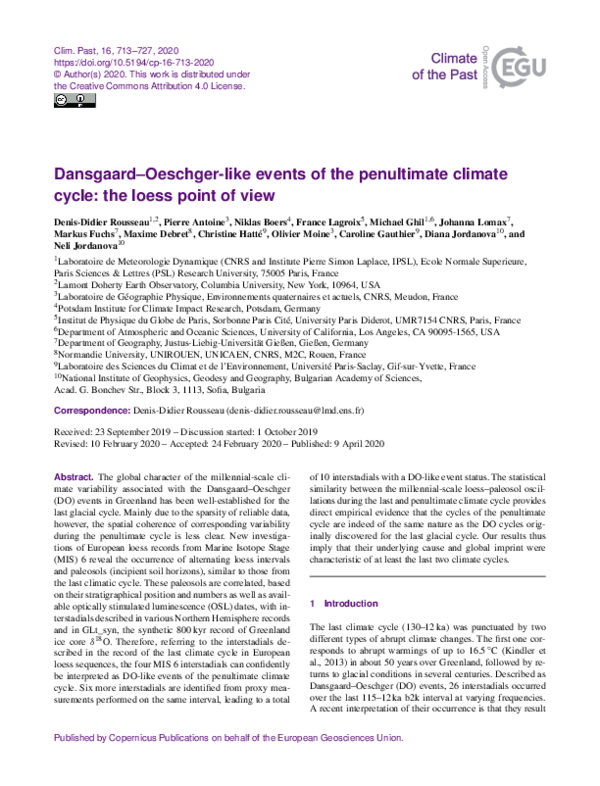 (PDF) Dansgaard–Oeschger-like events of the penultimate climate cycle ...