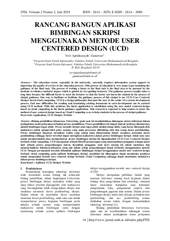 (PDF) Rancang Bangun Aplikasi Bimbingan Skripsi Menggunakan Metode User Centered Design (Ucd)