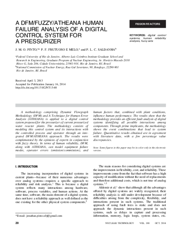 (PDF) A DFM/Fuzzy/ATHEANA Human Failure Analysis of a Digital Control ...