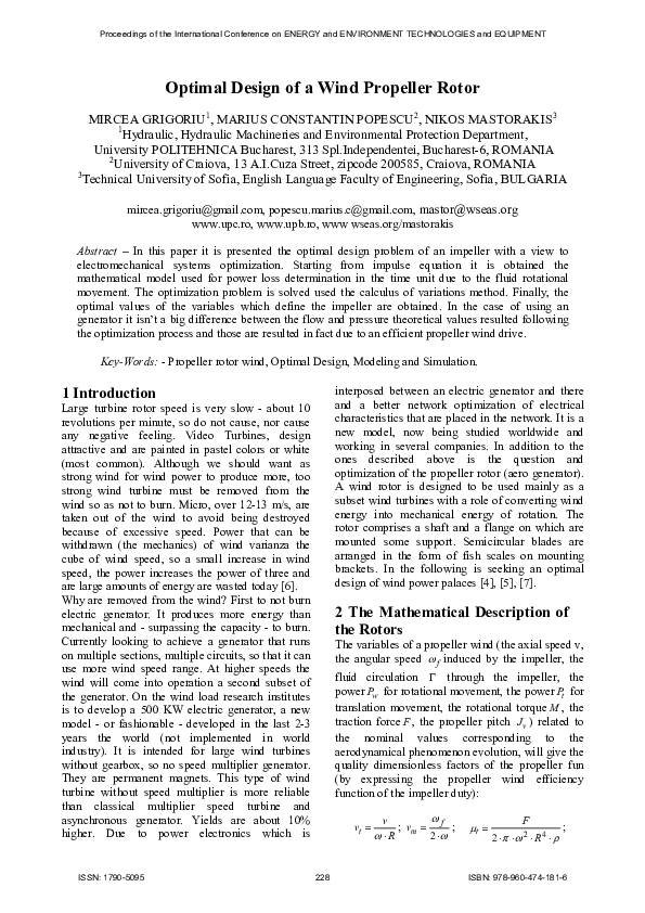 (PDF) Optimal Design of a Wind Propeller Rotor (PDF) Optimal Design of a Wind Propeller Rotor