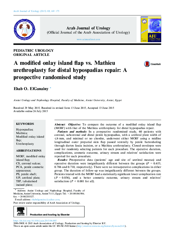 (PDF) A modified onlay island flap vs. Mathieu urethroplasty for distal ...