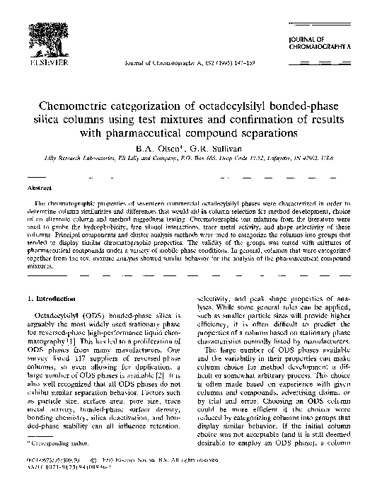 (PDF) Chemometric categorization of octadecylsilyl bonded-phase silica ...