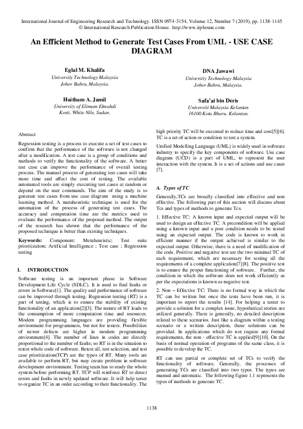 (PDF) An Efficient Method to Generate Test Cases From UML-USE CASE DIAGRAM