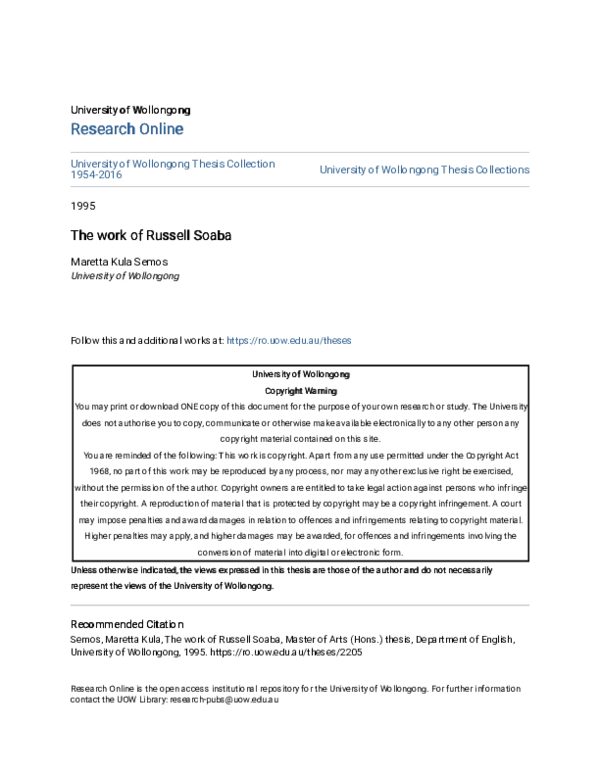 (PDF) The work of Russell Soaba