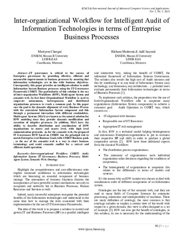 (PDF) Inter-organizational Workflow for Intelligent Audit of Information Technologies in terms ...