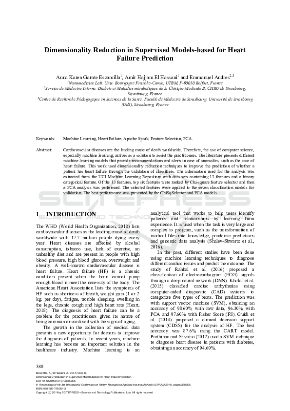(PDF) Dimensionality Reduction in Supervised Models-based for Heart Failure Prediction